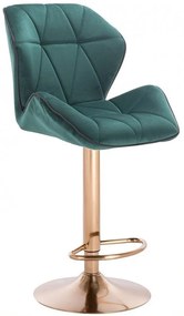 LuxuryForm DESIGN Barová židle MILANO MAX VELUR na zlaté kulaté podstavě - zelená