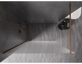 Mexen, Mexen Kioto-X sprchová stěna 110 x 200 cm, matná 10 mm, broušená měď - 800-110-101-65-30-X
