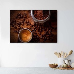 Obraz na plátně Hrnek se zrnkovou kávou - 120x80 cm