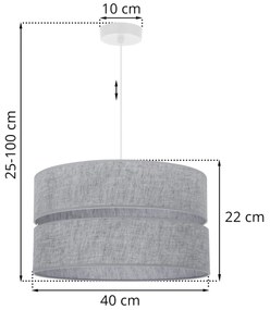 Závěsné svítidlo Jen, 1x šedé textilní stínítko, (fi 40 cm), w