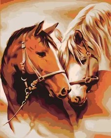 NORIMPEX Malování podle čísel Portrét mazlících se koní / 40x50 cm