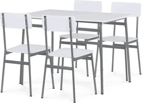 Autronic Jídelní set s 4 židlemi AUT-O2156 Odstín: Bílá