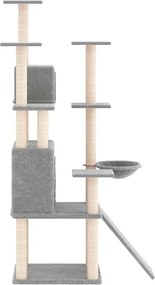 Škrabadlo pro kočky se sisalovými sloupky světle šedé 154 cm 171691