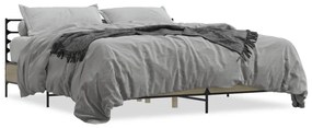 Rám postele dub sonoma 200 x 200 cm kompozitní dřevo a kov