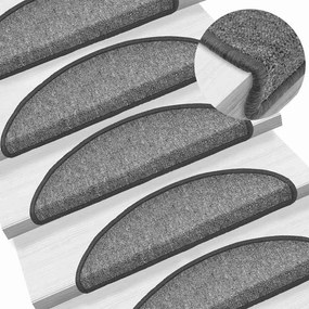 Schodové rohože 20 ks 56 x 17 x 3 cm tmavě šedé, půlkulaté 3365782