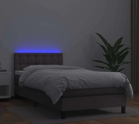 vidaXL Box spring postel s matrací a LED 90x200 cm umělá kůže [3134205] Barva: cappuccino