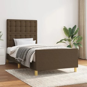 Rám postele s čelem tmavě hnědý 90x190 cm textil 3125344