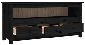 TV skříňka černá 114x35x52 cm masivní borové dřevo - Default Title