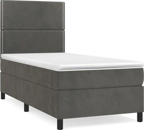 Box spring postel s matrací tmavě šedá 100x200 cm samet 3142948