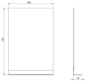 Aqualine zrcadlo s policí 50 x 75 cm CU free černá mat 22492S
