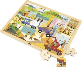 Puzzle na podstavci Viga 44585 48 dílků - poznávání stavebních strojů