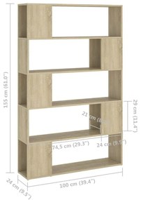 Petromila Knihovna/dělicí stěna dub sonoma 100x24x155 cm kompozitní dřevo