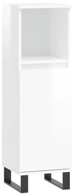 Koupelnová skříňka lesklá bílá 30x30x100 cm kompozitní dřevo,  831566 HangarStore.cz
