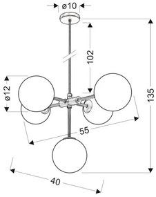 Lustr na lanku MATI 5xG9/28W/230V