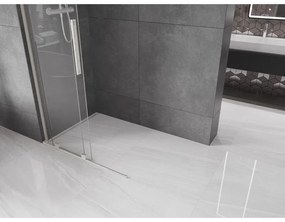 Mexen Velar L, posuvná sprchová zástěna Walk-in 100 x 200 cm, 8mm čiré sklo, broušená ocel, 871-100-003-03-97