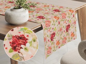 Biante Dekorační běhoun na stůl PML-091 Hortenzie a lilie na růžovém 20x140 cm