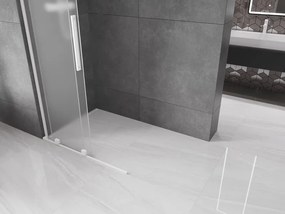 Mexen Velar L, posuvná sprchová zástěna Walk-in 110 x 200 cm, 8mm sklo námraza, bílá matná, 871-110-003-33-20