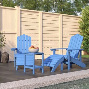 vidaXL Zahradní křesla Adirondack + podnožka a stolek HDPE [3095712] Barva: Vodově modrá