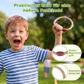 Costway Hra na kroužky s lakovaným dřevěným rámem pro vnitřní i venkovní použití
