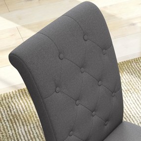 HOMCOM Sada 2 jídelních židlí – Kuchyňská židle s pohodlnými dřevěnými nohami, 47 x 61 x 101 cm, tmavě šedá