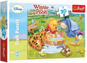 TREFL Puzzle Medvídek Pú: Prasátko se koupe 27x20cm 30 dílků skládačka v krabici tr18198