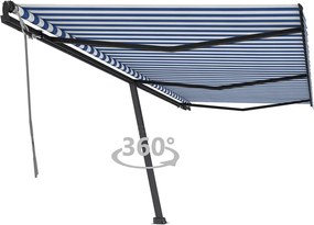 vidaXL Volně stojící ručně zatahovací markýza 600 x 350 cm [3069876] Barva: Modro-bílá