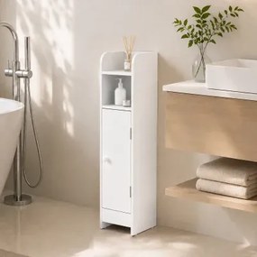 HOMCOM úzká úsporná koupelnová skříň, bílá