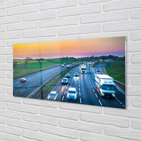 akrylový obraz Car silnice nebe 125x50 cm