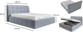 MOS Čalouněná postel LETTO Vogue 180x200 cm Barva látky Vogue: Černá (Vogue 18)