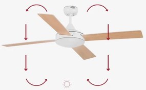 FARO 33350DC-Stropní ventilátor MALLORCA L bílá/hnědá pr.132 cm+dálkové ovládání