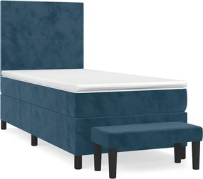 Box spring postel s matrací tmavě modrá 80 x 200 cm samet 3137693