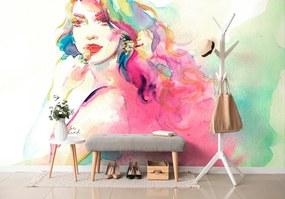 Samolepící tapeta akvarelový ženský portrét - 300x200 cm