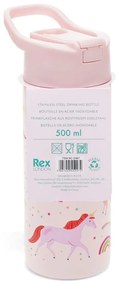 Světle růžová nerezová dětská lahev 500 ml Unicorn – Rex London