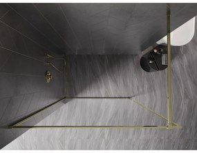 Mexen, Mexen Kioto-F sprchová stěna s rámem 55 x 202 cm, průhledná 8 mm, zlatá - 800-055-104-50-00