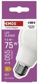 Emos lighting LED žárovka Classic A60 / E27 / 9,5 W (75 W) / 1055 lm / neutrální bílá 1525733473