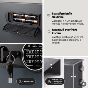 Skříňka na klíče elektronická s vhozem a kódovým zámkem, na 133 klíčů, 430x665x130 mm: BRUCE