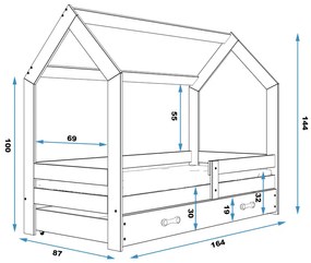 b2b1 BMS-group Dětská postel Domek 80x160 cm, hnědá + rošt a matrace ZDARMA