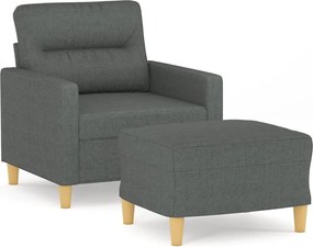 Křeslo s podnožkou tmavě šedé 60 cm textil 3201066