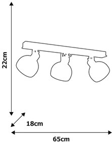 Bodové svítidlo Oval, 3x dřevěné/bílé kovové stínítko, w/dřevo