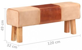 Lavice pravá kůže / dřevo Dekorhome 120 cm