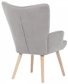 Křeslo ušák šedé bouclé nohy masiv AK-309 GREY2