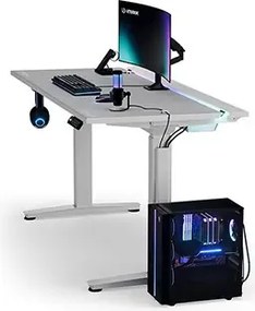 ULTRADESK Vortex bílá / Herní stůl / 140,5 x 70 cm / 72-122 cm / nasta