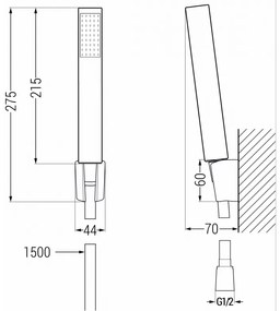 Mexen Libra R77 vanová baterie se sprchovou sadou, Černá - 74513R77-70