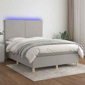 Box spring postel s matrací a LED světle šedá 140x200 cm textil,  3135277