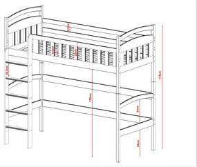 Legno Dětská patrová postel Míša šedá Rozměr (cm): 90x190