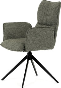 Jídelní otočná židle LIANA - zelená látka / černé kovové nohy