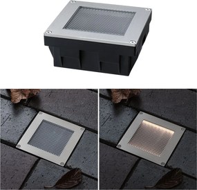 P 95742 Solární LED zemní svítidlo Sorea soumrakový senzor IP67 hranaté 100x100mm 3000K 0,1W 6lm 3,7V kov kartáčovaný ABS/polykarbonát/ocel - PAULMANN