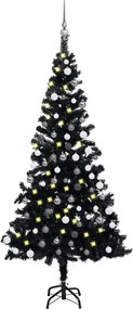 vidaXL Umělý vánoční stromek s LED a sadou koulí 120 cm PVC [3077497] Barva: Růžová
