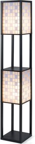 Costway 2-žárovka stojací lampa s 2 policemi a nožním spínačem stojací lampa