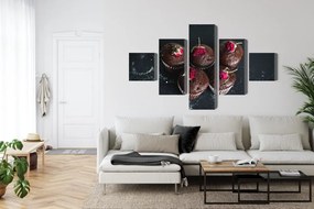Vícedílný obraz Čokoládové Muffiny S Růží Nedostatek Nedostatek Přírodní plátno 200x120